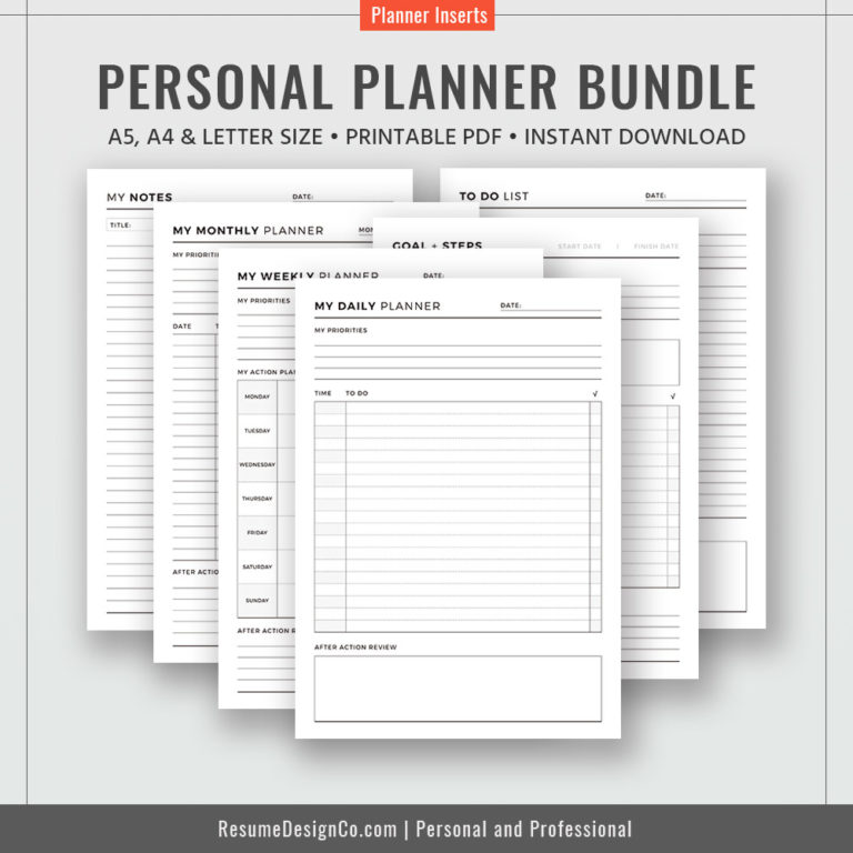 Planner Bundle, Daily, Weekly, Monthly Planner, A4, A5, Letter Size ...