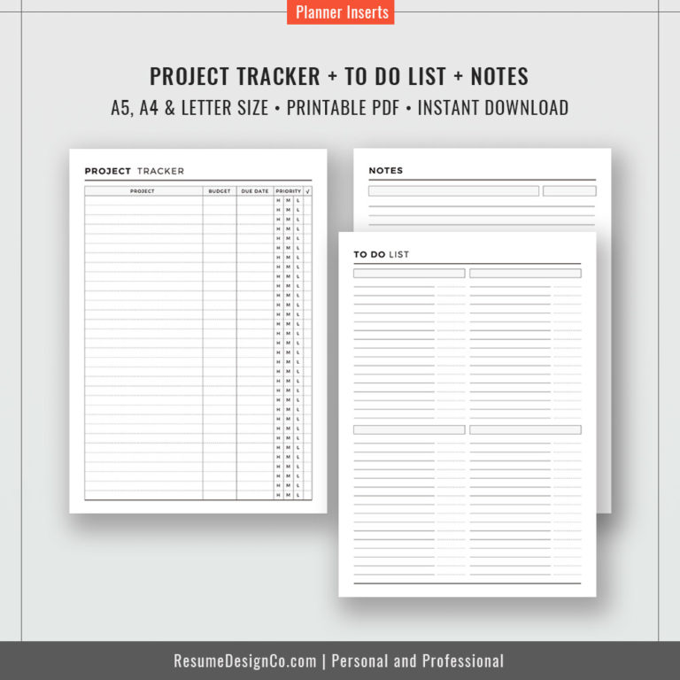 Project Planner Bundle, A4, A5, Letter Size, Filofax A5, Planner Design ...