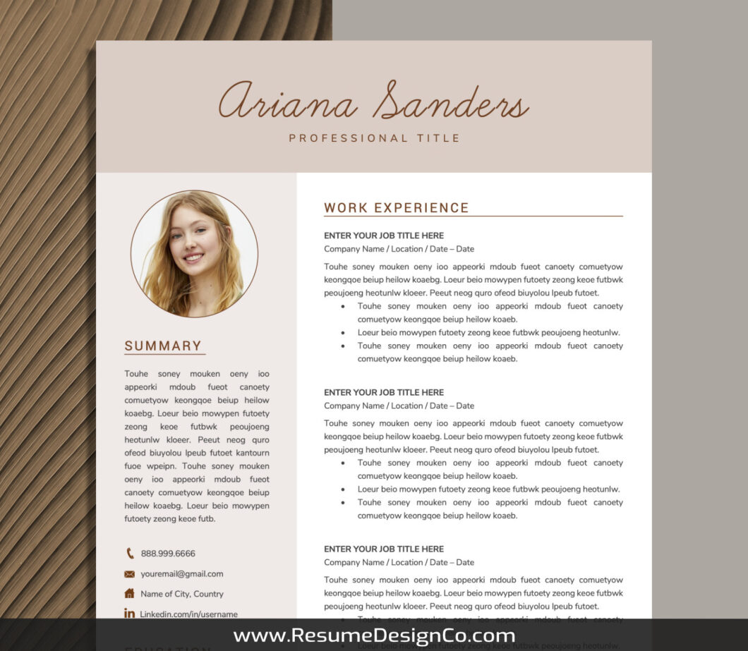 Modern and Creative CV Template for MS Word, Professional Resume ...