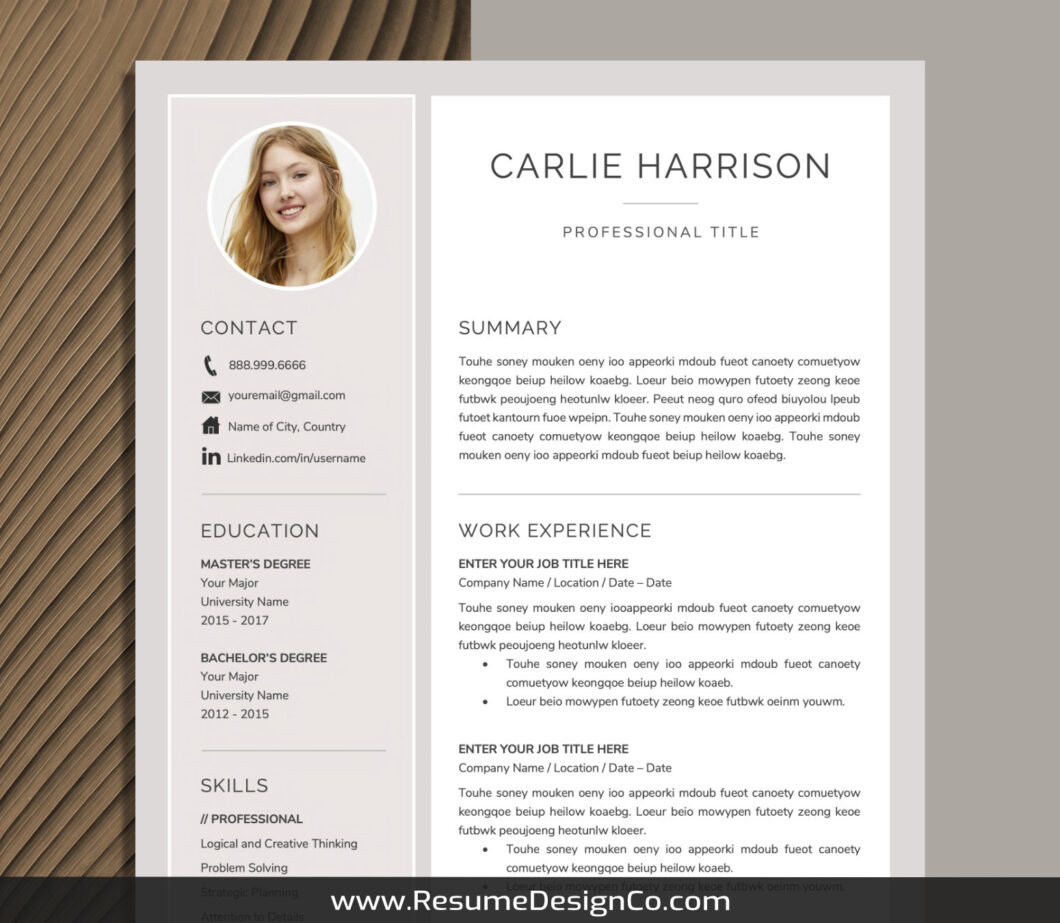Modern CV Template for MS Word, Professional Resume Template, Simple ...
