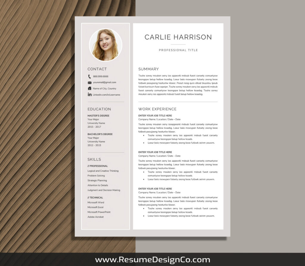 Modern CV Template for MS Word, Professional Resume Template, Simple ...