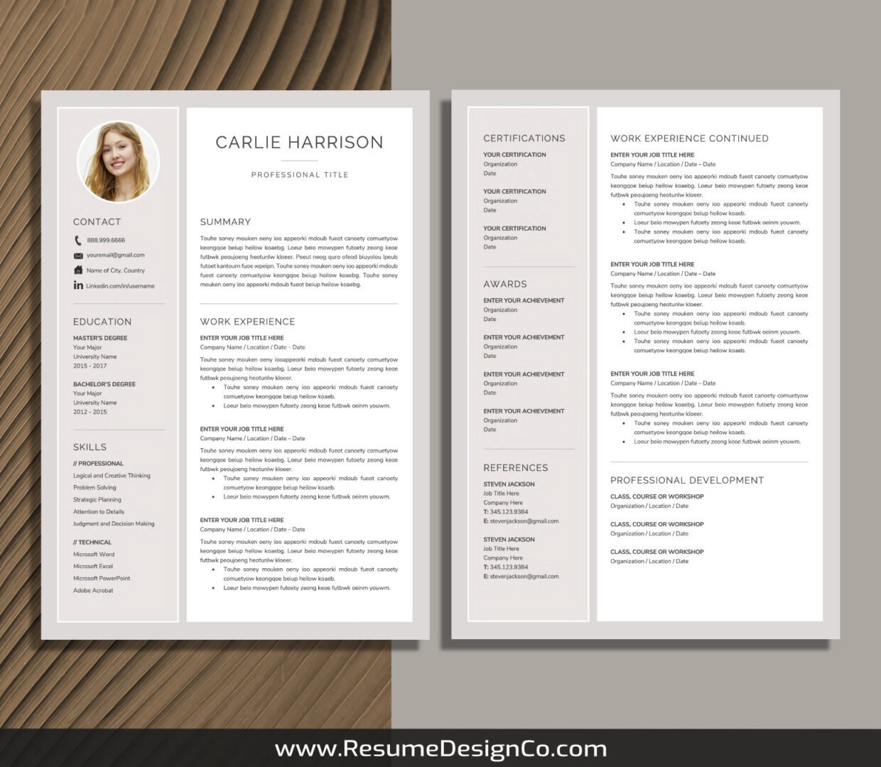 Modern CV Template for MS Word, Professional Resume Template, Simple ...