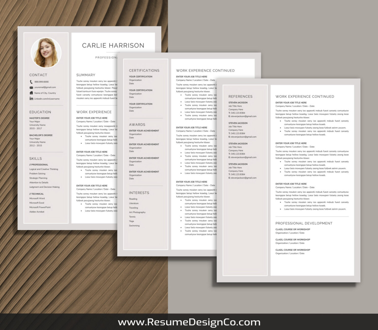 Modern CV Template for MS Word, Professional Resume Template, Simple ...