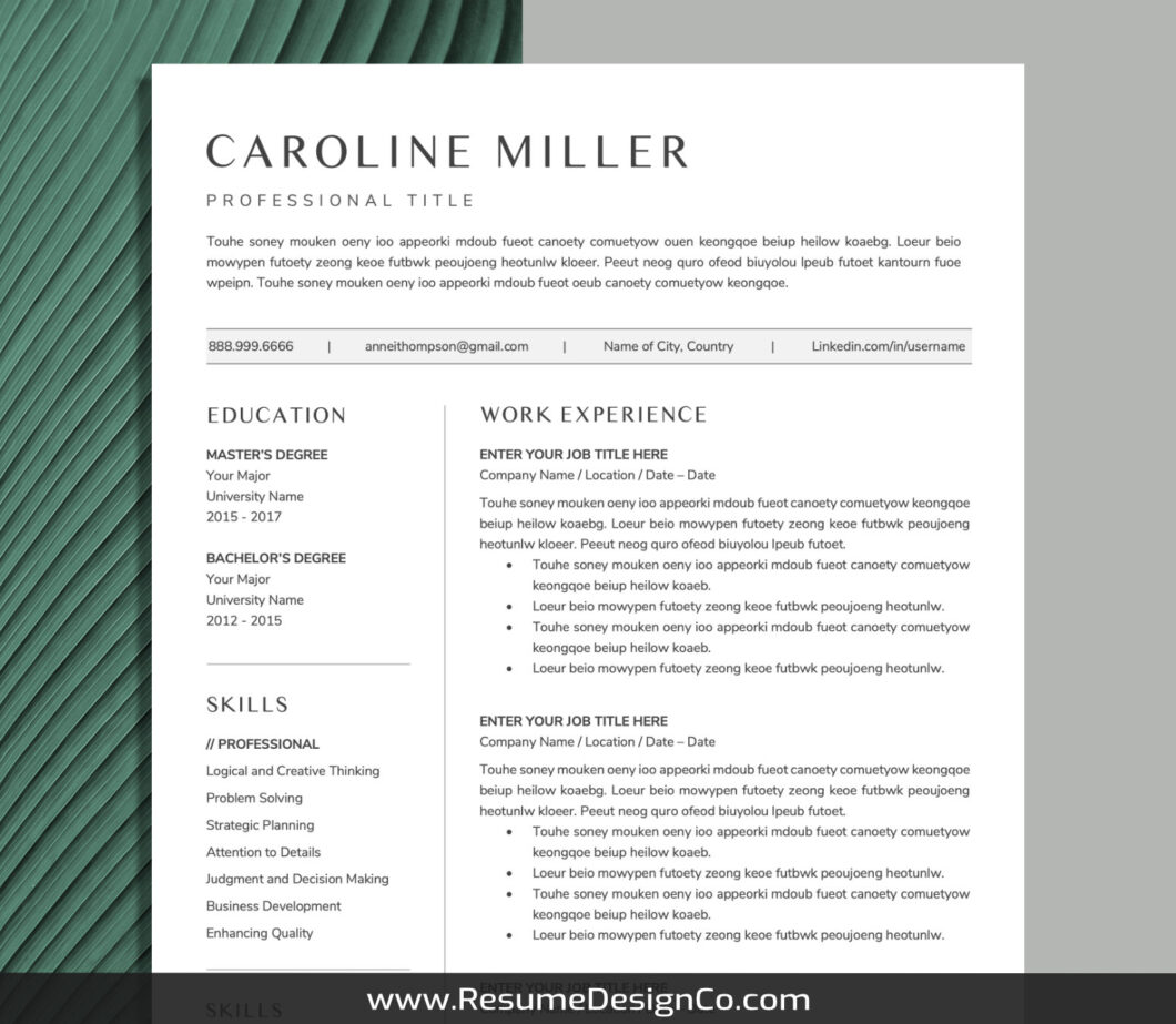 Simple CV Template MS Word, Clean Resume Template, Professional Resume ...