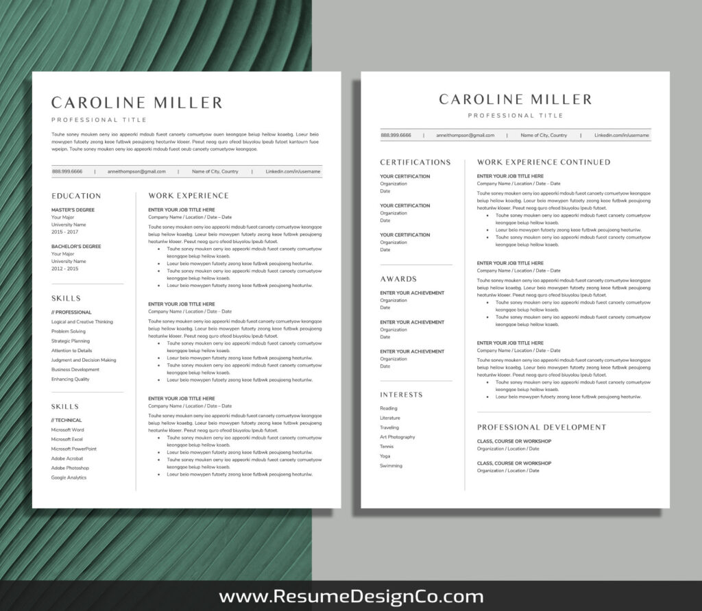 Simple CV Template MS Word, Clean Resume Template, Professional Resume ...
