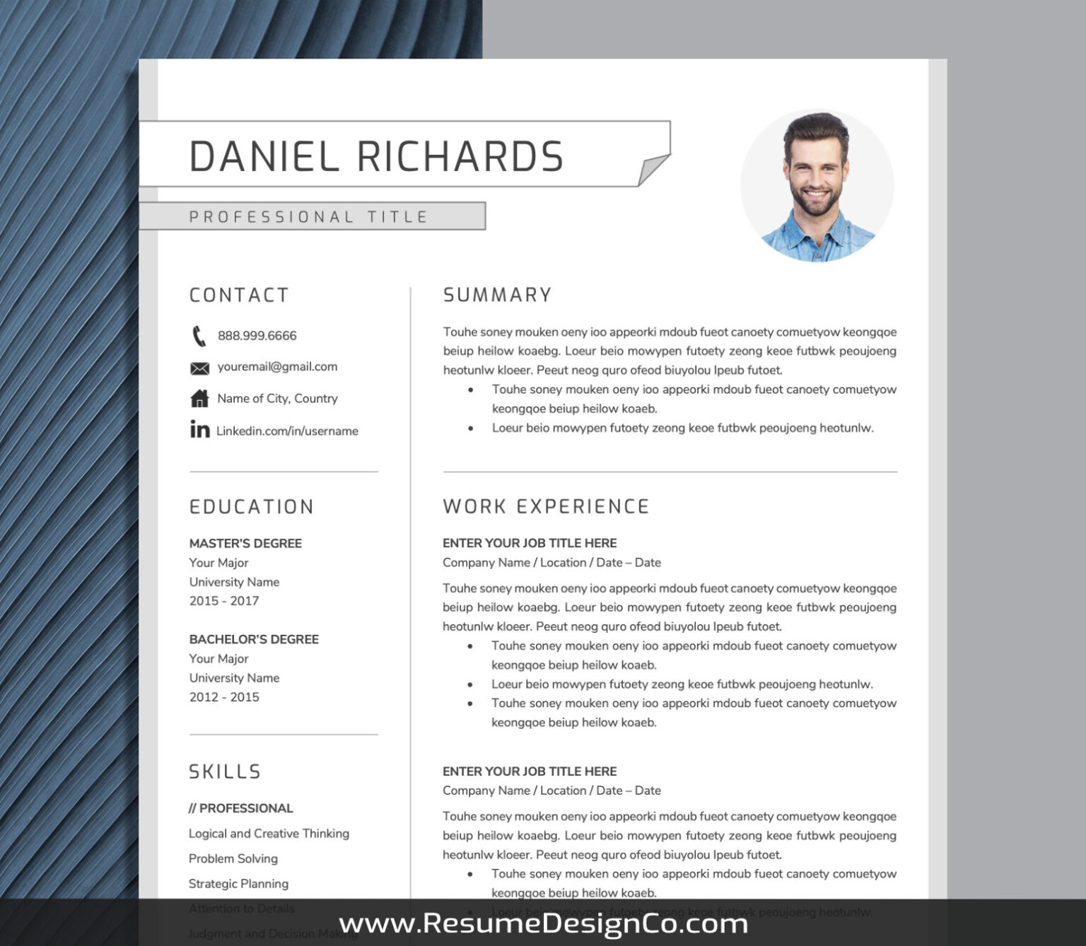 Resume Template Word, CV Template Word, Professional Resume Template ...