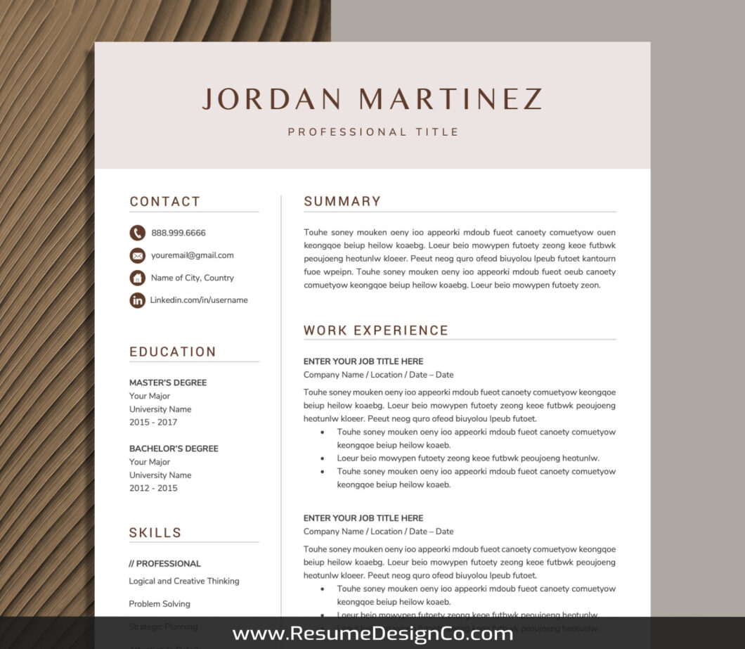 Professional CV Template for MS Word, Simple Resume Template, Clean ...