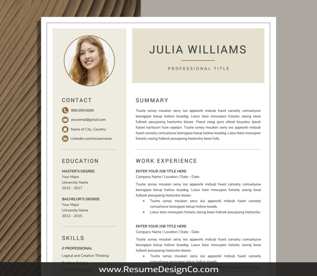 Modern CV Template for MS Word, Creative Resume Template, Professional ...