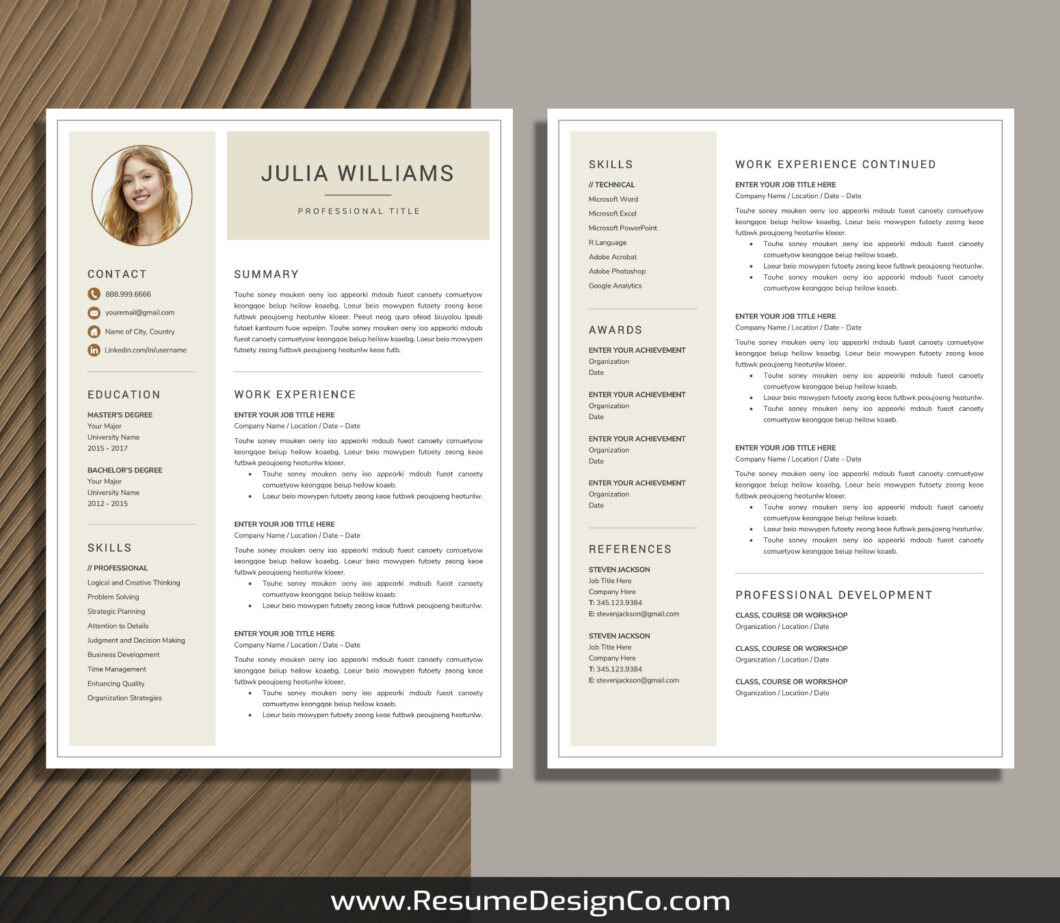 Modern CV Template for MS Word, Creative Resume Template, Professional ...