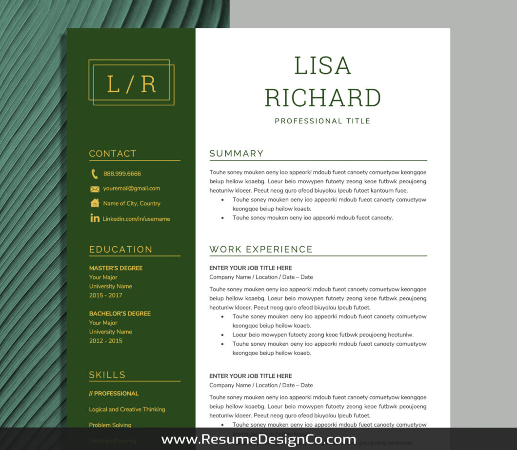 Resume Template MS Word, CV Template, Professional Simple Resume Design ...