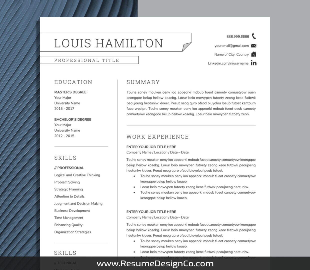 Minimalist CV Template for MS Word, Simple Resume Template, Clean ...
