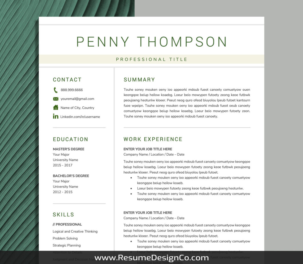 Professional Resume Template for MS Word, Creative and Modern CV ...