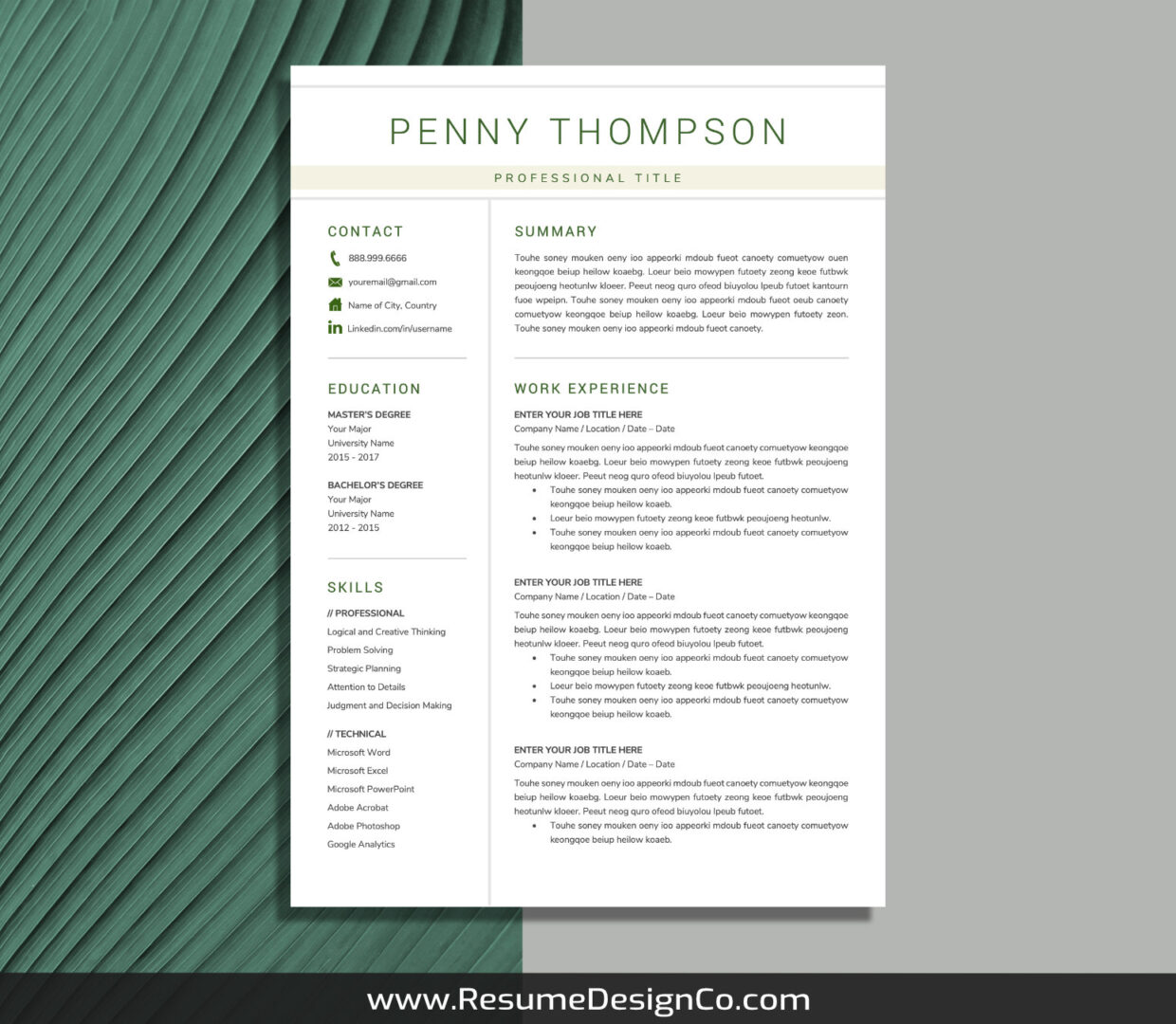 Simple Resume Template MS Word, Clean CV Template, Professional and ...