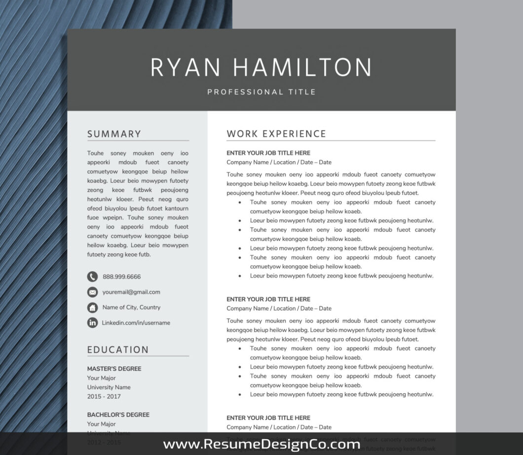 Modern CV Template for MS Word, Creative Resume Template, Professional ...