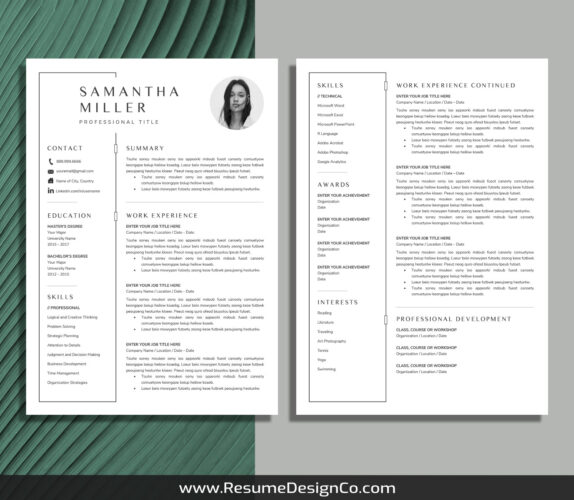 Simple and Clean CV Template, MS Word Resume Template, Professional ...