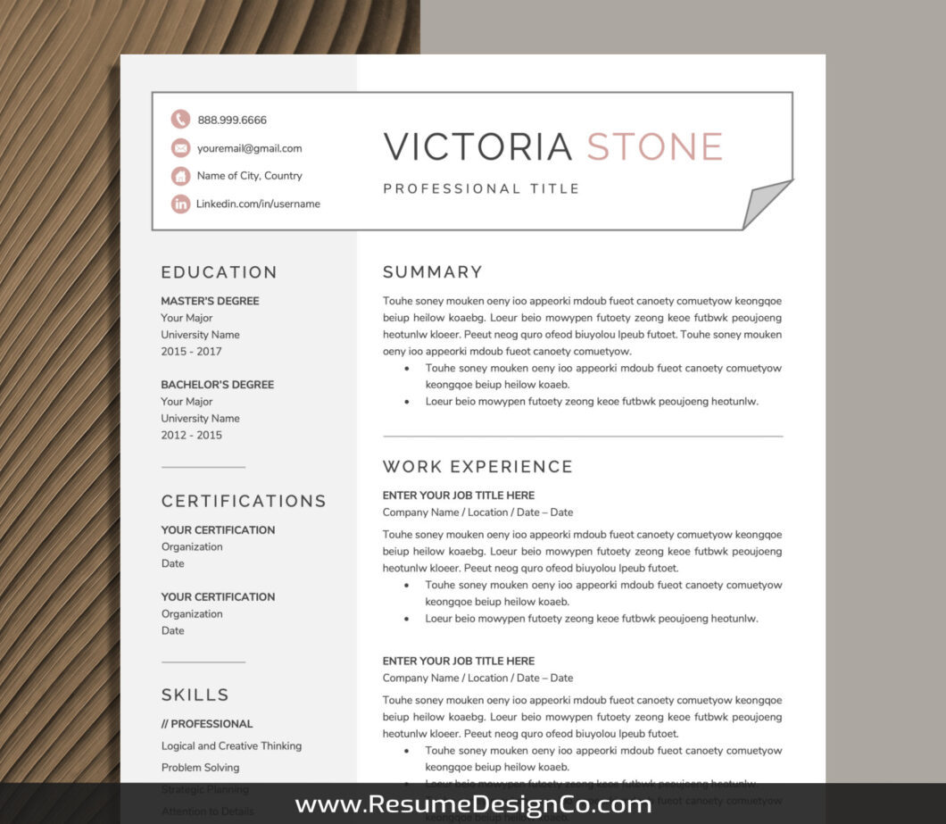 Minimalist CV Template for MS Word, Simple Resume Template, Clean ...