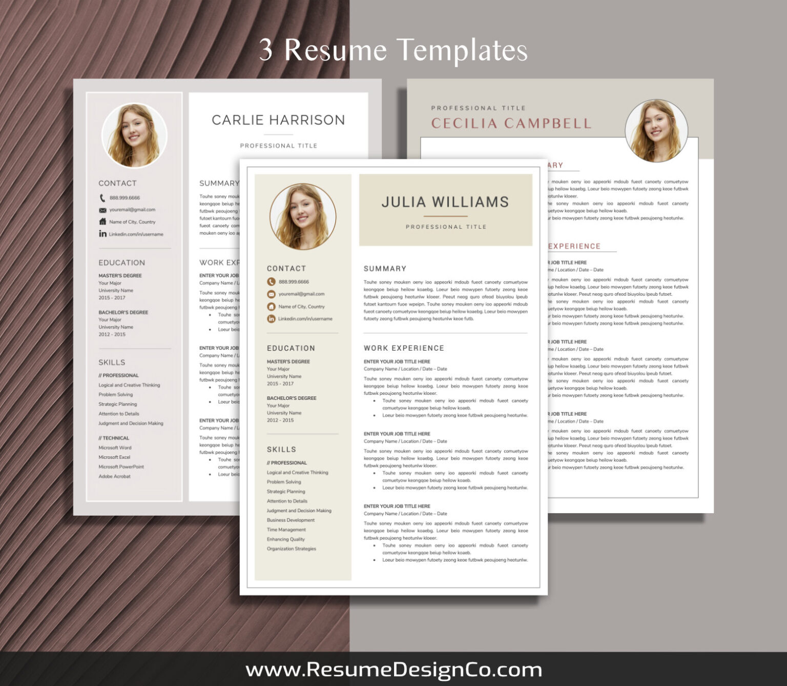 Resume Bundle Word, Modern Resume Template, Professional CV Template ...